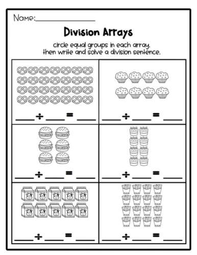 Division Equal Groups Arrays with Pictures Bundle Fun | TPT
