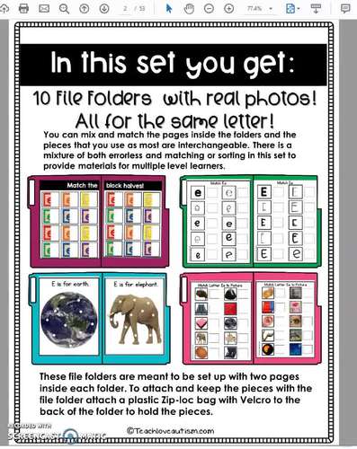 Alphabet File Folders Letter E by Teach Love Autism | TPT