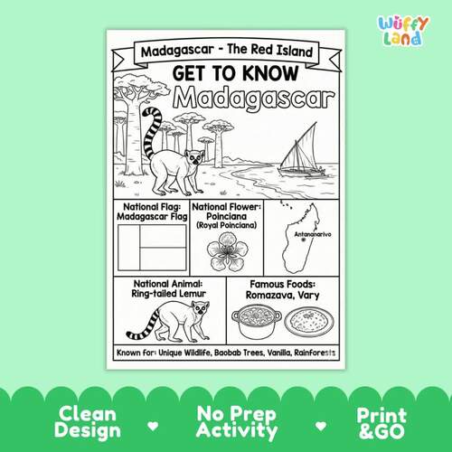 Ethiopia Country Study Geography Coloring Page Worksheet Activity | Africa