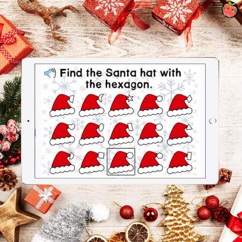 Find the Christmas Shapes | BOOM CARDS with audio | HEXAGON | TPT