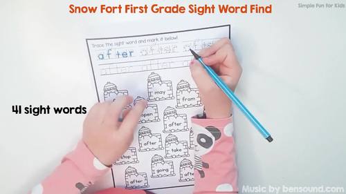 First Grade Sight Word Find Snow Fort by Simple Fun for Kids | TPT