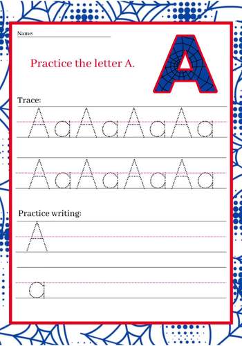 Spiderman Alphabet Handwriting Practice by Blueteach | TPT