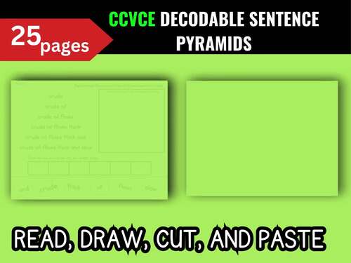 CCVC Sentence Pyramid Worksheets for Phonics & Reading Fluency Practice