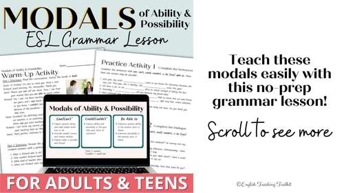 Adult ESL Modals of Ability English Grammar Lesson Plan, Worksheets ...