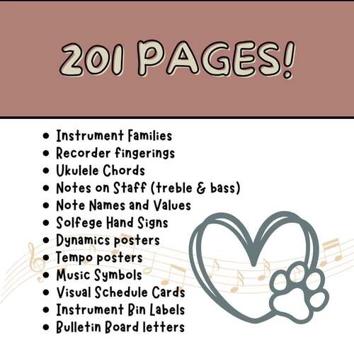 Music Room Decor Mega Bundle: Cute Cats Theme by Lemonade Music Designs