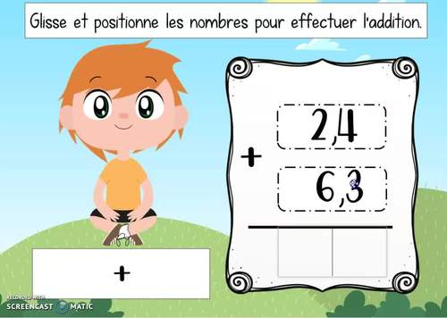 Addition de nombres décimaux BOOM CARDS French distance learning