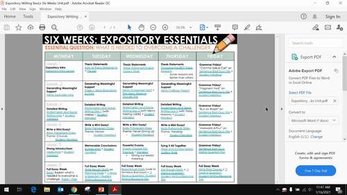 Expository Essay Writing Essentials: Six Weeks Unit by In Between the ...