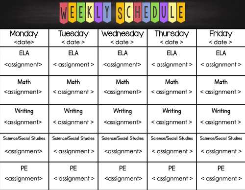 Distance Learning Editable Weekly Schedule by Big Heart Young Minds