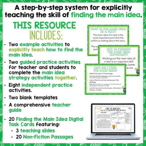 Finding the Main Idea - Nonfiction Texts, Activities, and Graphic ...
