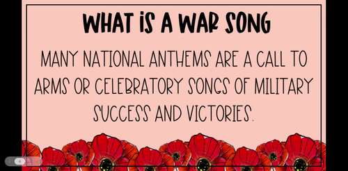 Remembrance Day:War Song Research Project for Google Slides™ | Distance ...