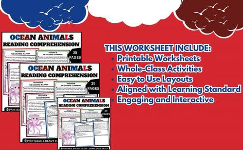 Ocean Animals Reading Comprehension Passage Worksheets, 2nd 3rd 4th 5th ...