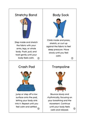Sensory Regulation Calming Cards. 24 Activity Cards for Calm Focus. OT