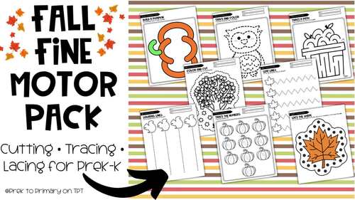 Preschool Fine Motor Skills Worksheets | Kinder Tracing Cutting Lacing ...