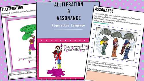 Alliteration and Assonance Figurative Language by Luna Arts and Ed