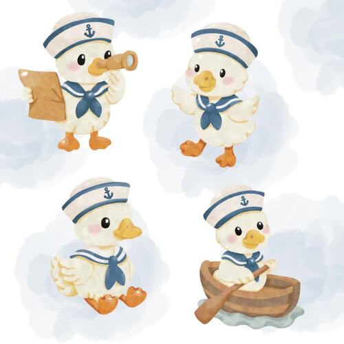 Cute Little Sailor Duck Clipart | Nautical Baby Duck PNG Set | TPT