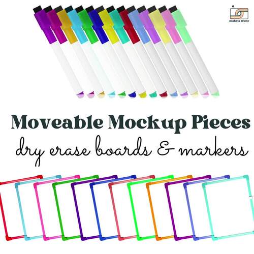Dry Erase Boards and Markers Mockup Movable Images | PNG files | TPT