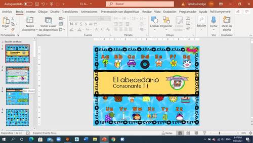 Letter T- presentation in non-editable power point by Tesoros del saber