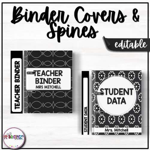 Black & White Binder Covers & Spine Labels | Editable Classroom ...