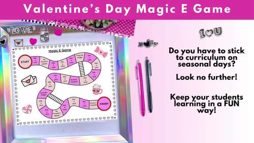Valentine's Day | Board Game | Magic E | Structured Phonics | Grade 1-4