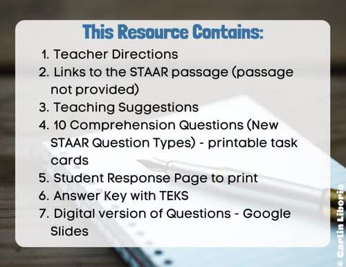 Eng. II-Reading Comprehension-Paired-STAAR New Question Types-Set #1-Co ...