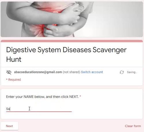 Digestive System Diseases Scavenger Hunt-Digestive System Activity