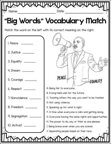 Easy Martin Luther King ELA: 20 No-Prep Fun Literacy Worksheets | TPT
