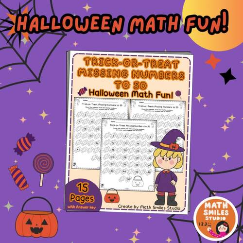 Trick-or-Treat Missing Numbers to 50 | Halloween Math Count, Fill, and ...