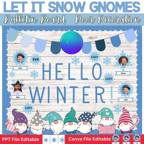 Hello Winter Gnomes Winter Bulletin Board December Door Decor, Let It ...