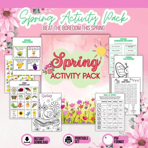 Spring Fun Pack Activities for Kids No‑Prep Printables Grades 1-6
