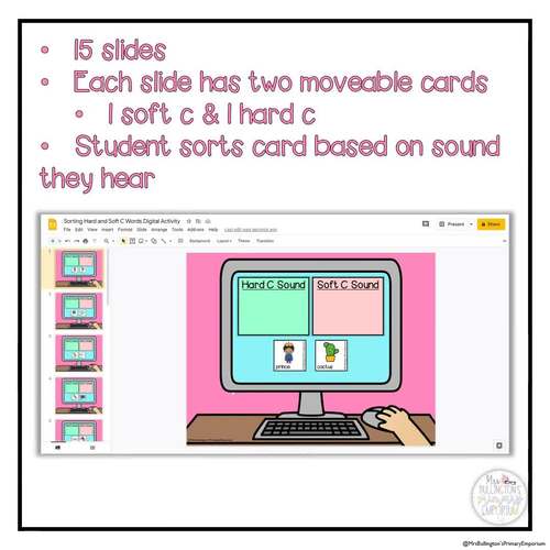 Hard and Soft C Digital Phonics Sorting by The Primary Emporium | TPT