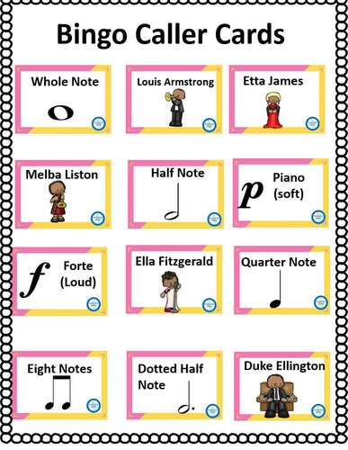 Black History Music Bingo, Elementary Music, Grades k -4, Sub Tub