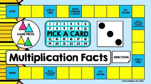 Multiplication Facts Board Game for use with PowerPoint™ for Math