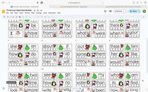 Christmas Sight Words by ChalkboardCorner | TPT