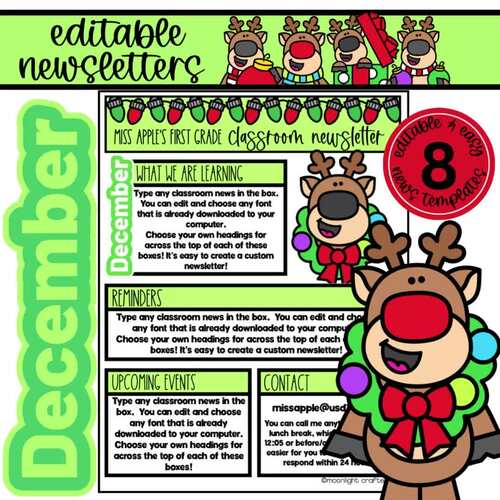 EDITABLE Classroom Newsletter Templates | Monthly or Weekly | TPT