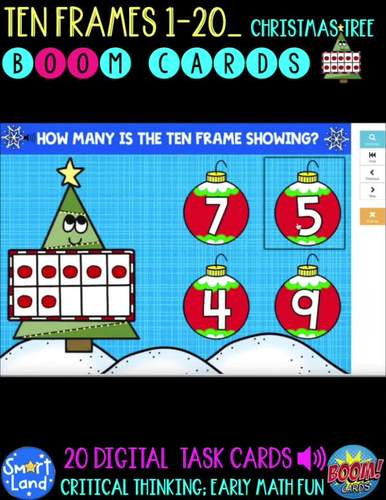 Ten Frames practice 1-20 Boom Cards™ | Christmas Trees | TPT