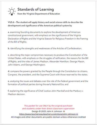 Confederation & Constitution: Study Guide and Skill Builder (VUS.6)