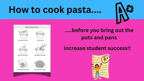 Pasta simple visual recipe activity & worksheet life skills autism