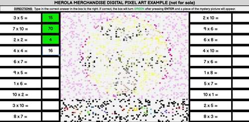 Fortnite Multiplication Facts (Magnet) Math Self-Checking Pixel Art