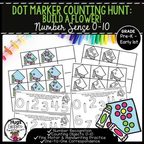 Dot Marker Counting Hunt: Build a Flower | 0–10 Number Sense Activity