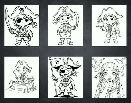 Cute Pirate Kids: Swashbuckling Adventures Coloring Book | TPT