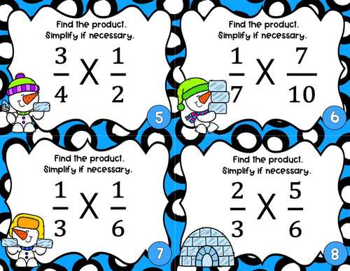 Multiplying Fractions Task Cards Winter Theme FREEBIE | TPT
