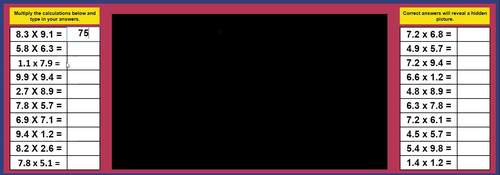 Abstract Cat Decimal Multiplication Pixel Art Mystery Reveal | TPT