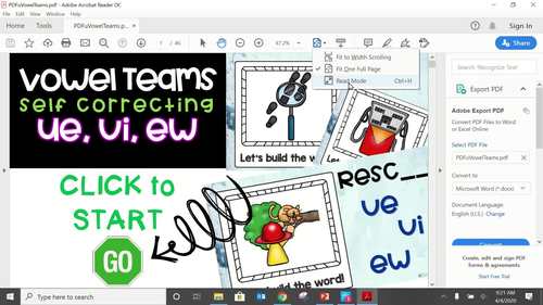 Vowel Team ue, ui, ew SELF CORRECT PDF Digital Google ONLINE Distance ...