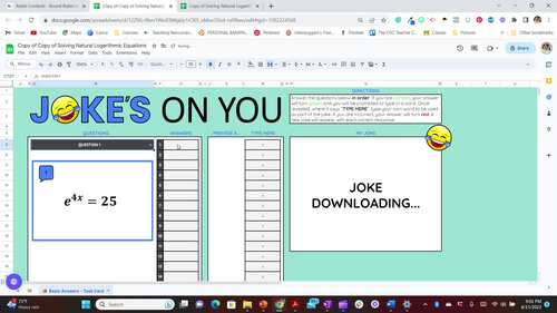 Solving Natural Logarithmic Equations Digital Activity for Pre Calculus
