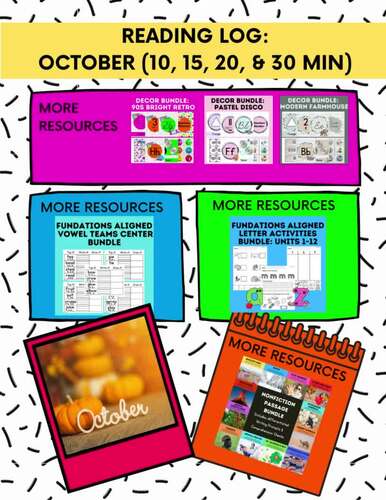 October Reading Log Coloring Homework by Ms Beh in K | TPT