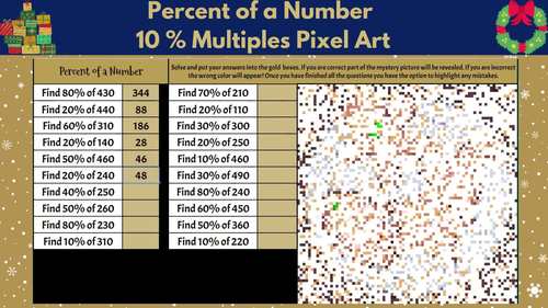 Percent of a Number Christmas Math Pixel Art Bundle by Pick Up and Go ...