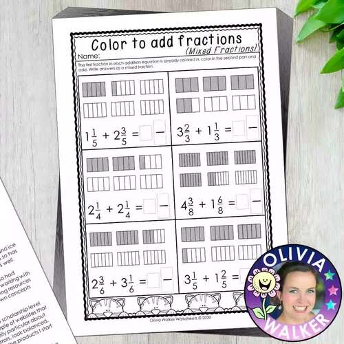 Adding Improper / Mixed Fraction Worksheets Addition, Denominator ...