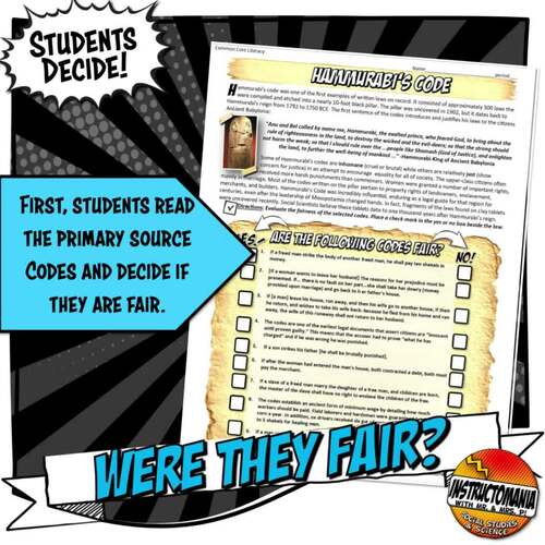 Hammurabi's Codes Activity l Ancient Mesopotamia Government Activities ...