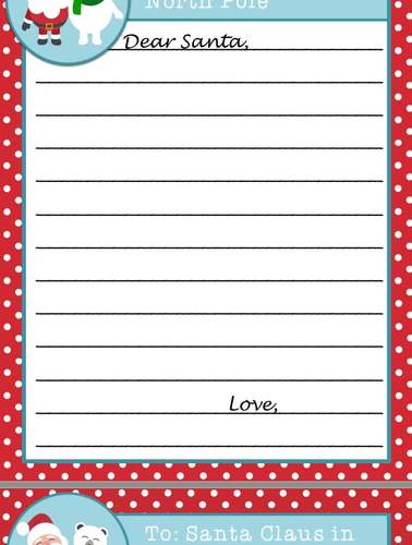 Cute "Dear Santa" Winter Writing Template by Highs and Lows of a Teacher