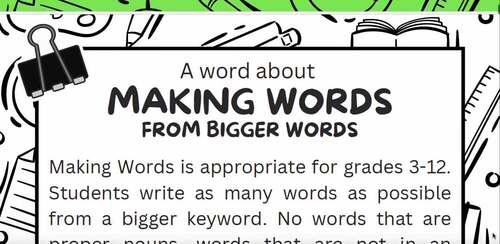 Making Words from Bigger Words by Rich McGrath | TPT
